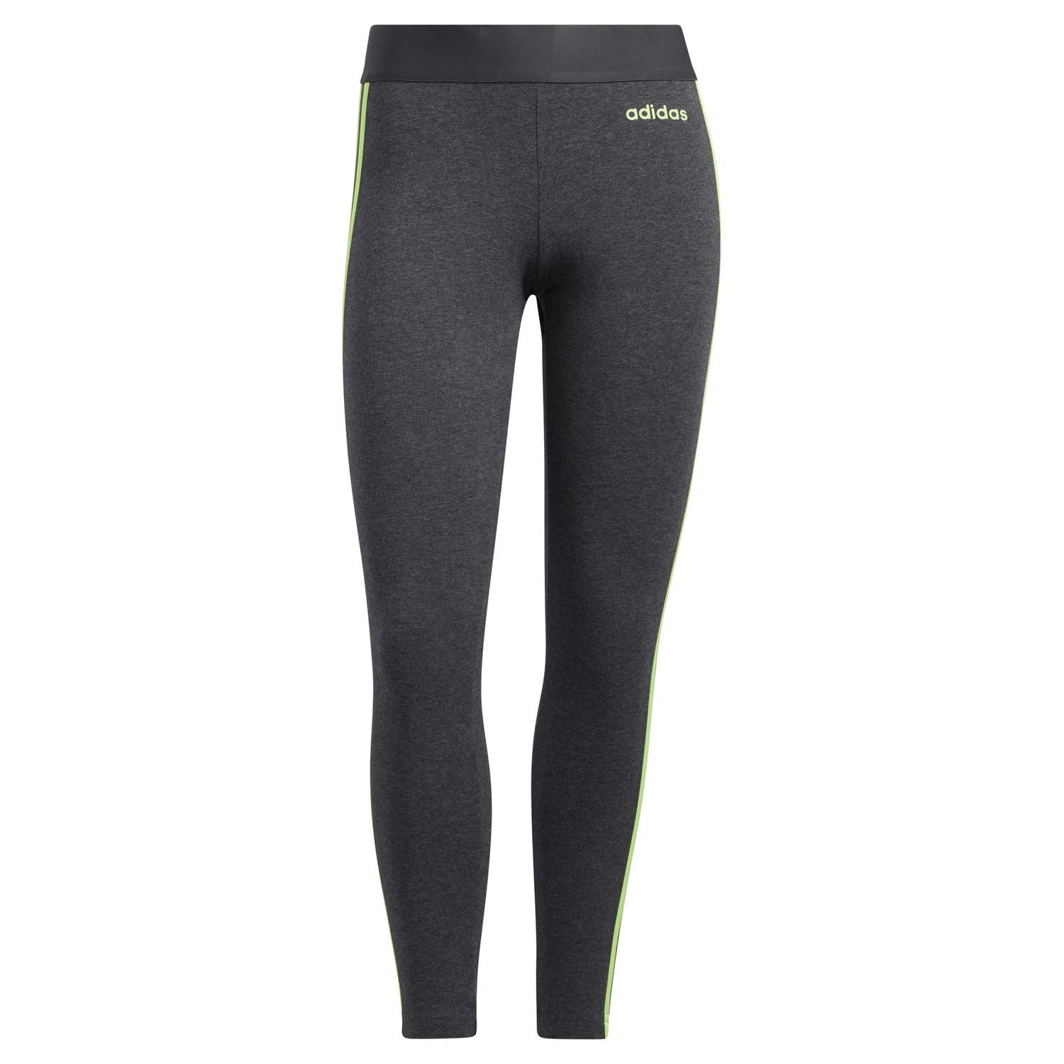 adidas Female Essentials 3-Stripes Tights, Dark Grey/Signal Green,M