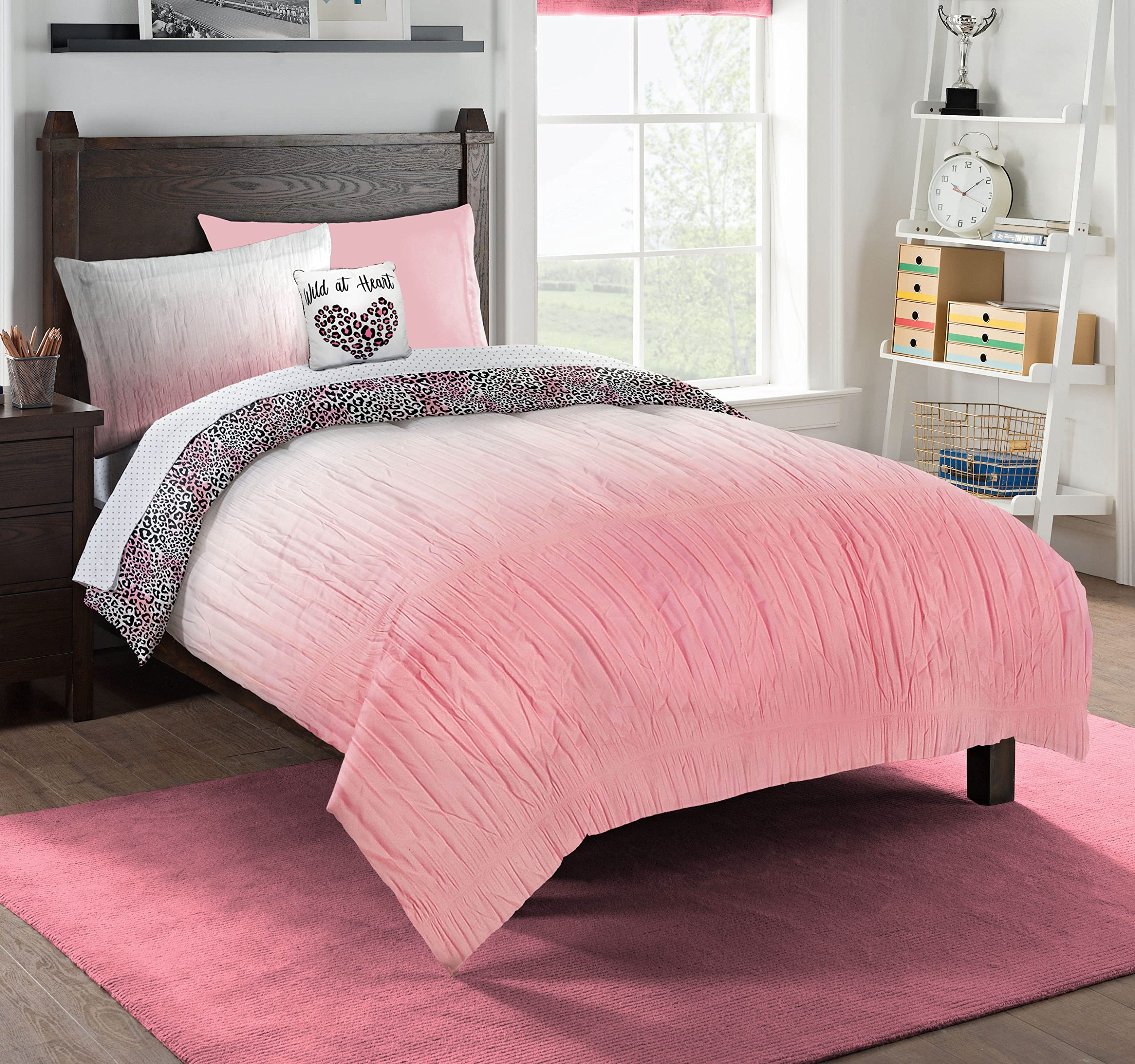 Northwest Classics Bed in a Bag with Decorative Pillow, 6-Piece Twin, Pink