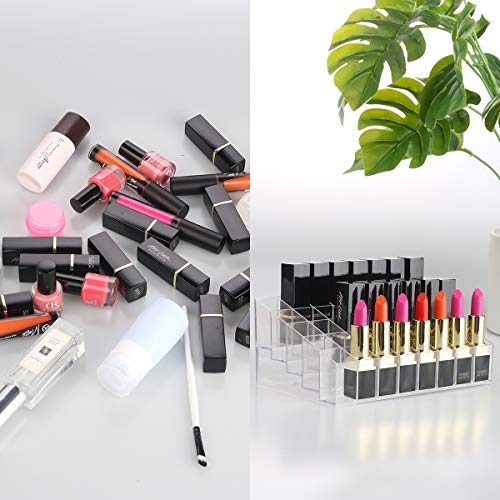 Gospire 40 Space Lipstick Holder, Clear Acrylic Lip Gloss Lipstick Holder Case Display Rack Holder & 40 slots (in a 8 x 5 arrangement) Makeup Organizer