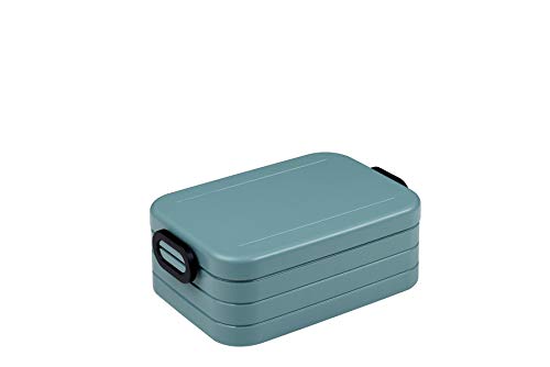 MEPAL, Bento Lunch Box Midi with 2 Compartments for Food Storage, a Detachable Box Including a Fork, Portable, BPA Free, Nordic Green, Holds 30.4 oz, 1 Count
