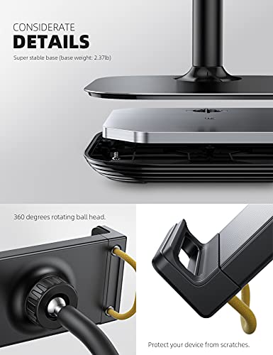 Lamicall Tablet Stand Holder, Gooseneck Tablet Mount - 2.5lb Heavy Duty Base Adjustable Desktop Stand with 360 Degree Rotating for 4.7-13" Tablet, iPad Pro 12.9 Air Mini, Fire, Kindle, Tabs, Black
