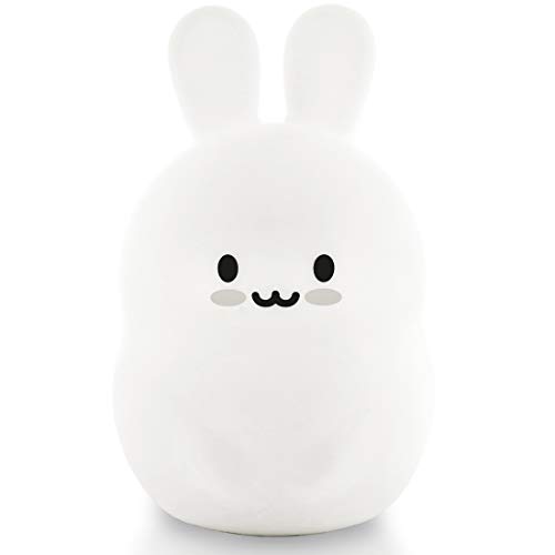 Lumipets Animal Kids Night Light, Silicone Nursery Light for Baby and Toddler, Squishy Night Light for Kids Room, Animal Night Lights for Girls and Boys, Kawaii Lamp, Cute Lamps for Bedroom (Bunny)