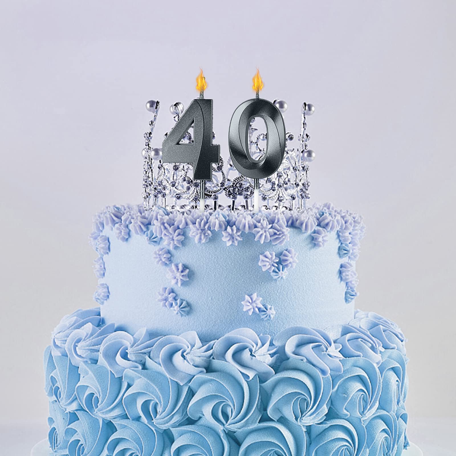 Black 15th & 51st Birthday Candles for Cakes, Number 15 51 Glitter Candle Cake Topper for Party Anniversary Wedding Celebration Decoration