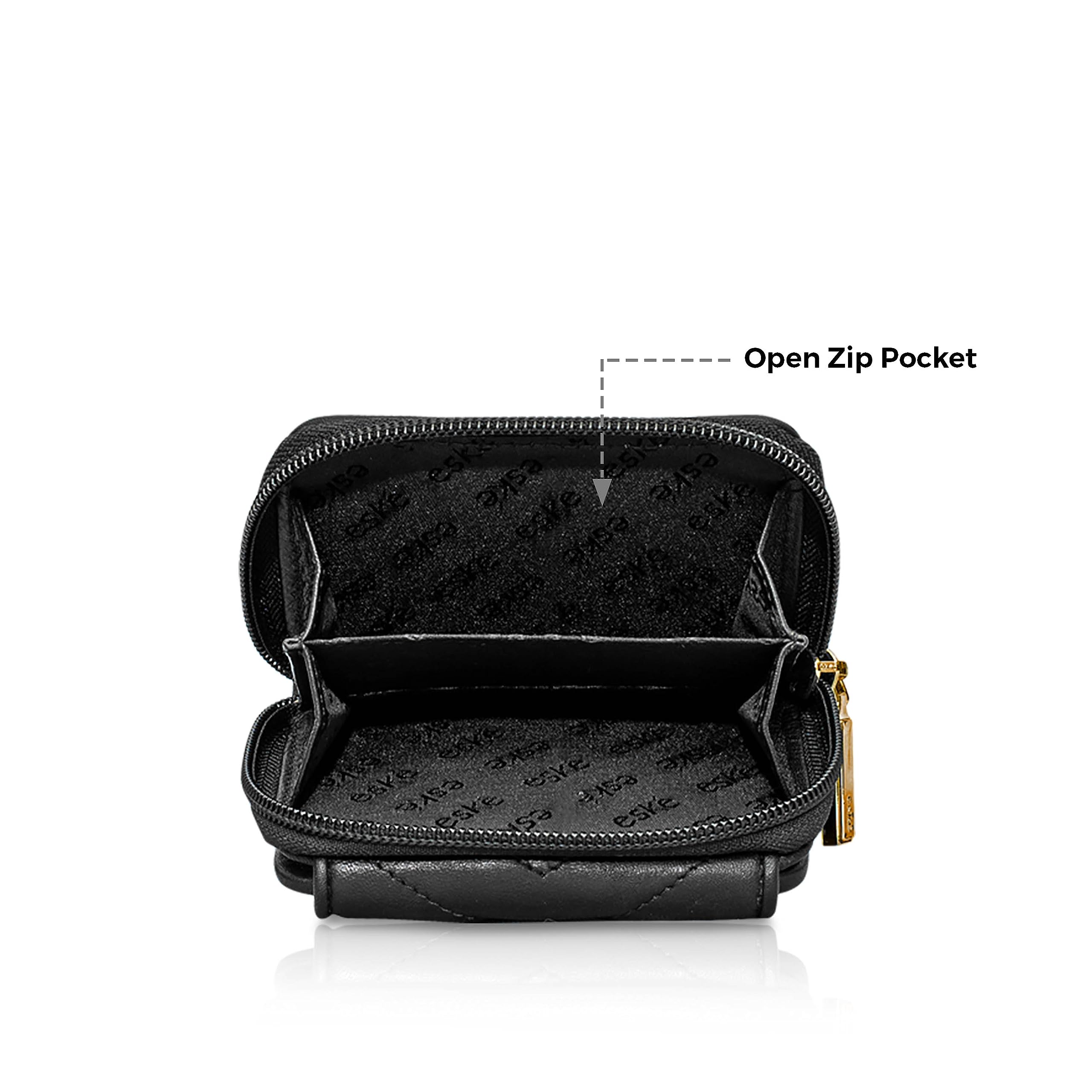 eské Medina - Tri-Fold Mini Wallet - Genuine Quilted Leather - RFID Blocking - Holds Cards, Coins and Bills - Compact Design - Pockets For Everyday Use - Travel Friendly - Water Resistant - For Women