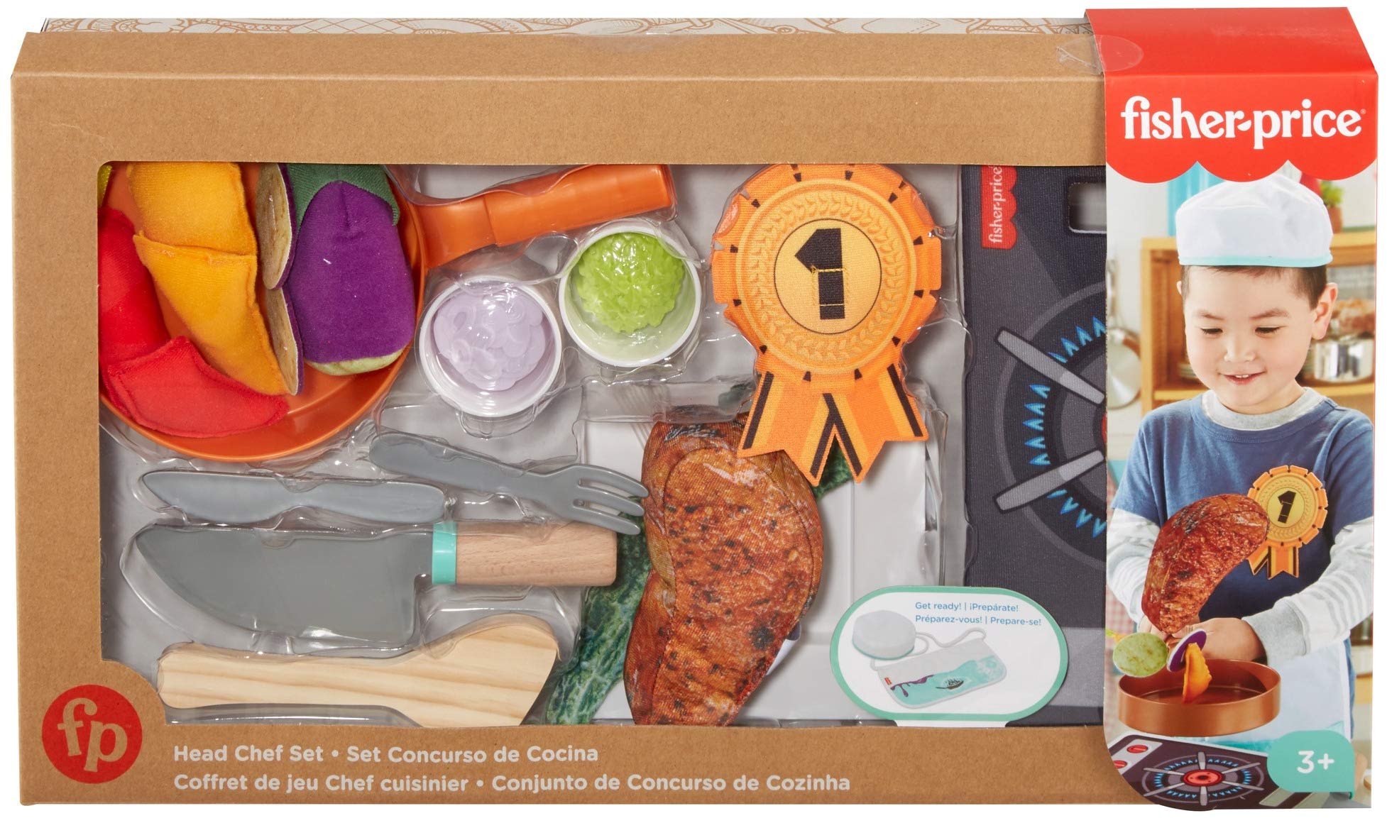 Fisher-Price Head Chef Set, pretend kitchen cooking play set for preschool kids ages 3 years and up