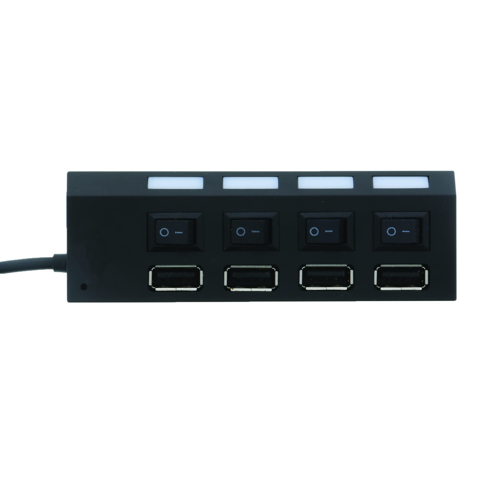 Xtreme 4-Port USB Hub, 4 Individual LED Power Switches, Works With Laptops/Desktops, Supports All USB Devices: Wireless Mice, Smartphones, Tablets, Plug and Play Installation