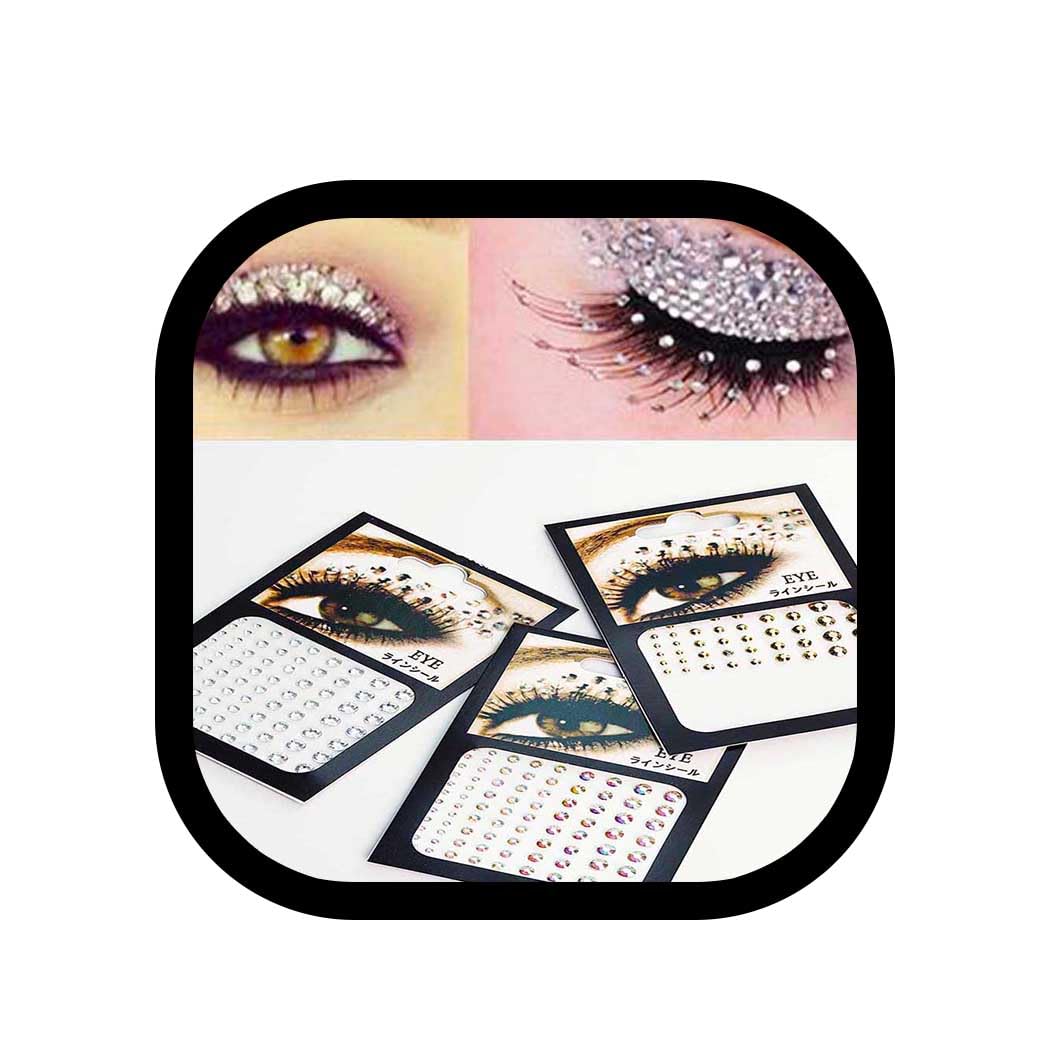 Zoestar Crystal Eye Jewels Sparkly Rhinestone Eye Makeup Jewelry Festival Rave Stickers for Women (Style 1)
