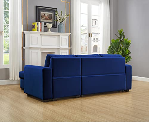 Legend Vansen 91'' L-Shaped Convertible Sectional Sleeper Sofa with Pull-Out Bed and Storage,with Reversible Chaise,Convertible Sofa for Living Room and Apartment