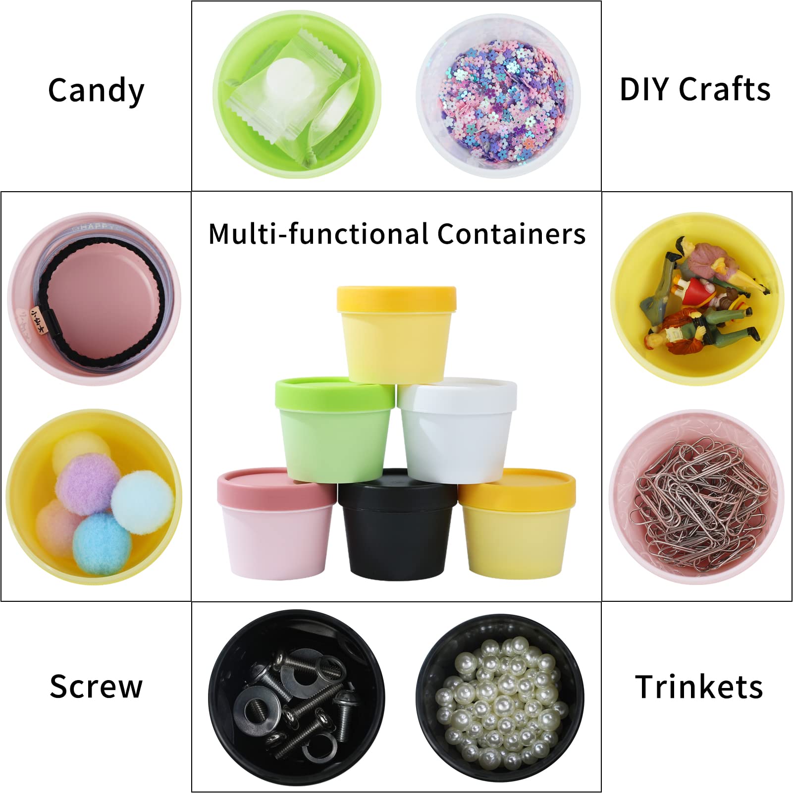 LONGWAY 3.4oz/100ml Empty Leakproof Cosmetic Pot Jars,Wide-Mouth Plastic Mask Container with Dome Lids for Beauty Products, DIY Slime Making or Travel Storage MakeUp(Black)