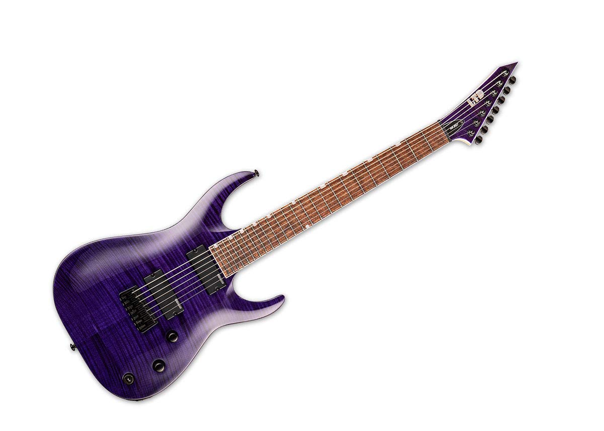 ESP 7 String LTD SH-207 Brian “Head” Welch Signature Series Electric Guitar, See Thru Purple, Right, (LSH207FMSTP)