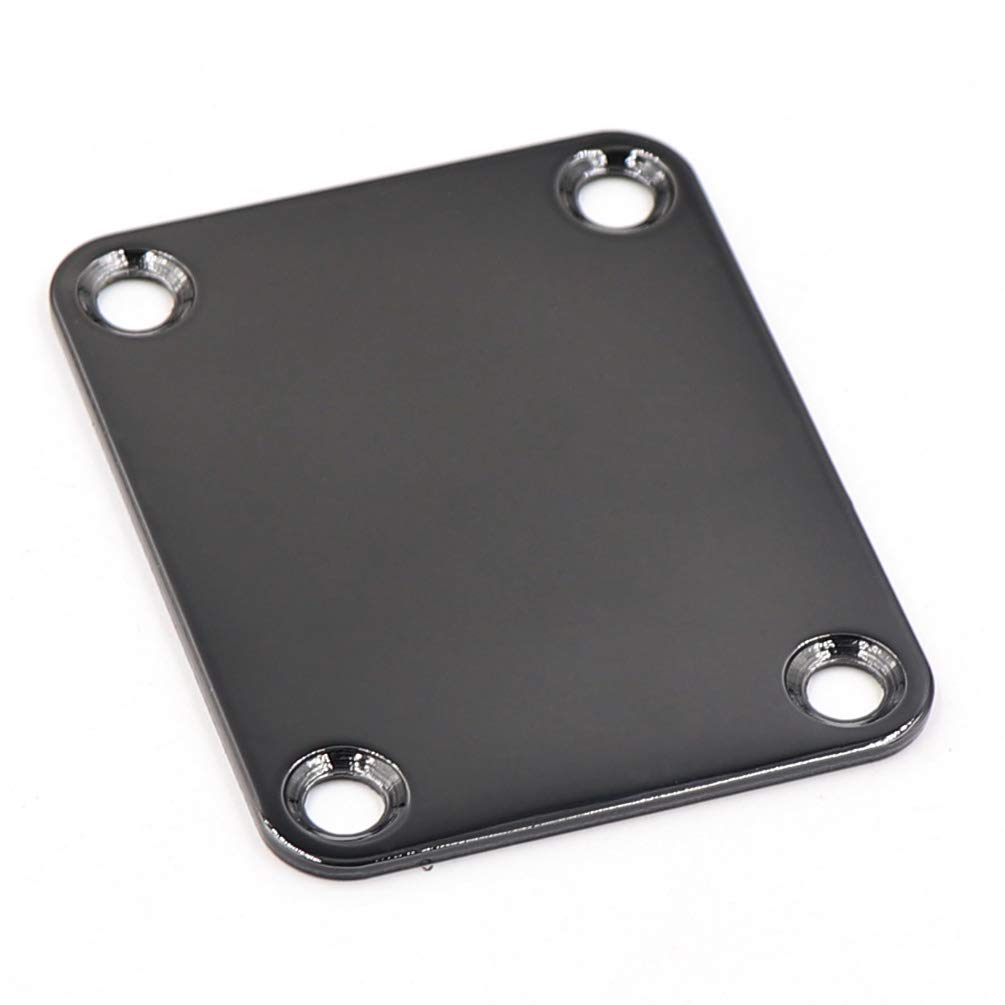 DISENS Bass Guitar Neck Plate with Mounting Screws,Replacement Metal Neckplate 4 Holes Neck Joint Board for Electric Guitar (Silver)
