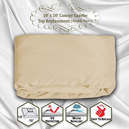 BenefitUSA Replacement Canopy Top Cover for 10'X10' Gazebo Polyester Double Tiers for Outdoor Garden Patio Pavilion Sunshade (Beige)