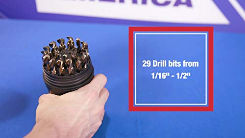 Drill America - D/A29J-CO-PC 29 Piece M42 Cobalt Drill Bit Set in Round Case (1/16" - 1/2" X 64ths), D/ACO Series