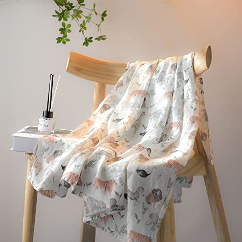 Little Jump Bamboo Muslin Swaddle Blankets - 2 Pack Jungle & Green - Softest Baby Receiving Blankets for Boys and Girls (Jungle & Green)