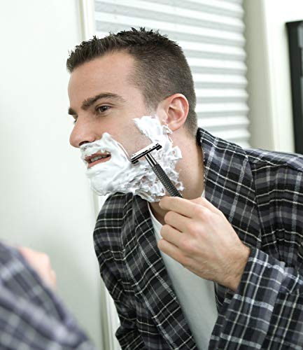 DreamGenius Double Edge Safety Razor, Long Handle Butterfly Open Razors for Men or Women,Single Blade Shaving Razor with 10 Stainless Steel,Double Edge Safety Razor Blades