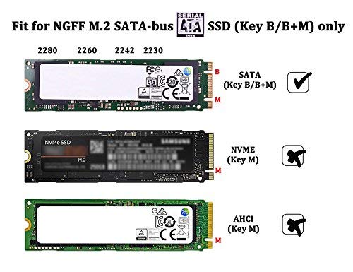 M.2 SATA SSD to USB 3.0 External SSD Reader Converter Adapter Enclosure with UASP, Support NGFF M.2 2280 2260 2242 2230 SSD with Key B/Key B+M(Can't Fit for PCIe NVMe/PCIe AHCI with Key M)
