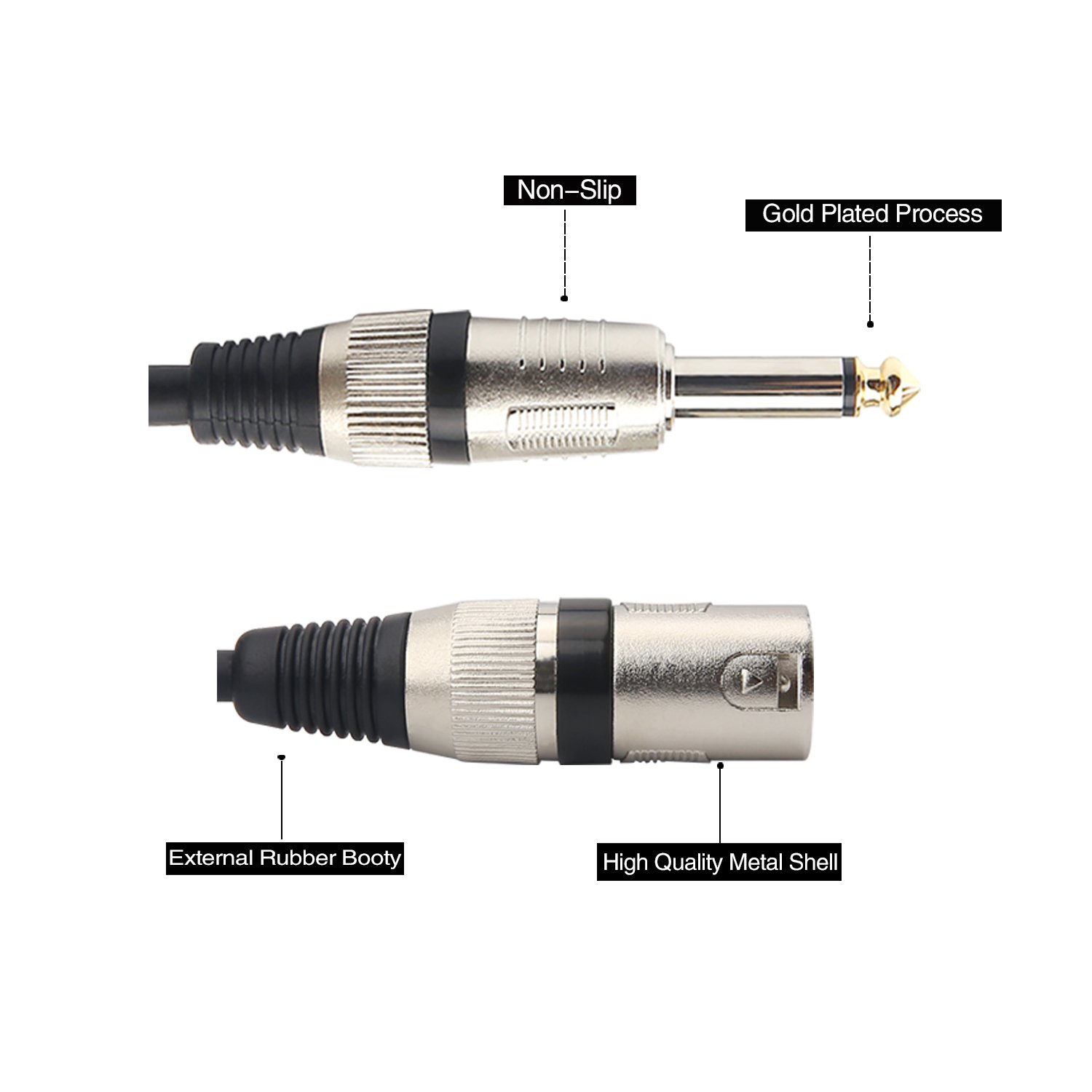 Disino Unbalanced 6.35mm(1/4 inch) TS Mono to XLR Male Cable Gold Plated Quarter inch to Male XLR Microphone Cable Interconnect Cable - 5 Feet/1.5 Meters