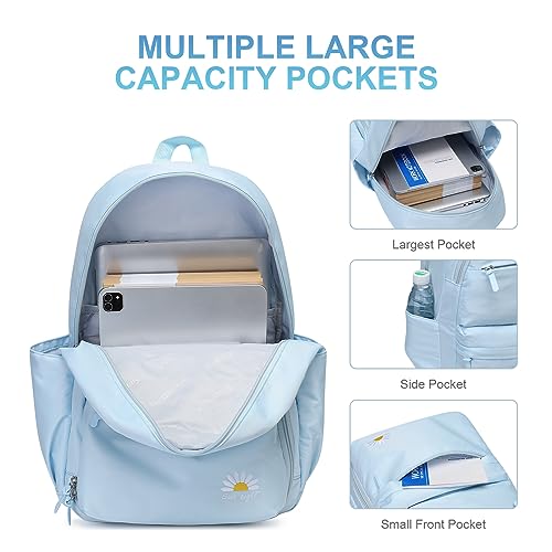 Caran·Y Kids' Backpacks Multipurpose, Waterproof,Spacious Lightweight School Bookbag for 15.6-inch Laptop,Bottle Side Pockets and Suitable for Ages 6 and Up Girl Boy Toddler Backpack(Aqua Blue)