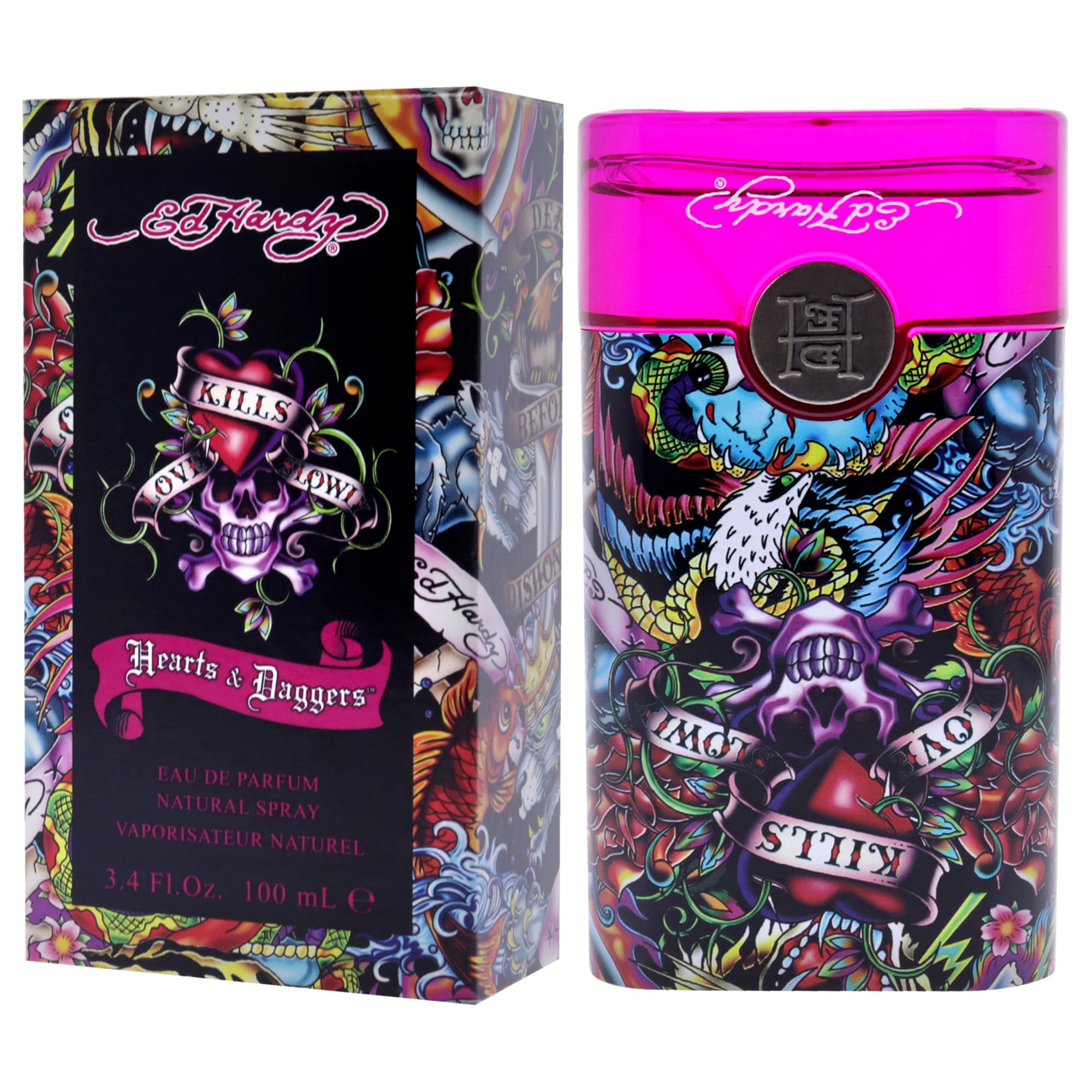 Christian Audigier Hardy Hearts & Daggers Eau De Parfum Spray for Women, 3.4 Ounce