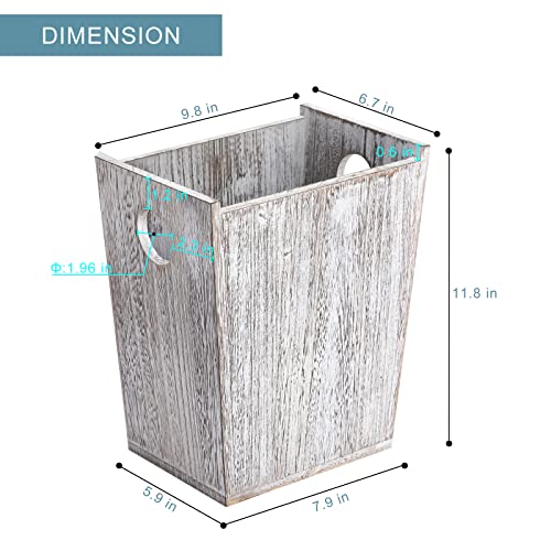 ETELI Wood Waste Basket Small Trash Can for Office Rectangular Garbage Can Decorative with 2 Handles for Bathroom Bedroom Kitchen Hotel