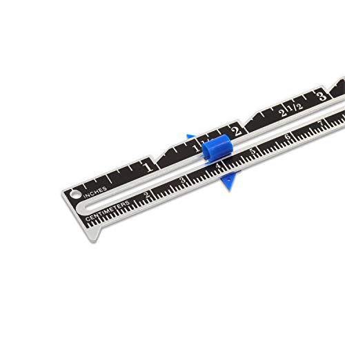 Dritz Sliding Marker Sewing Gauge, Nickel with Black Printing and Blue Slider