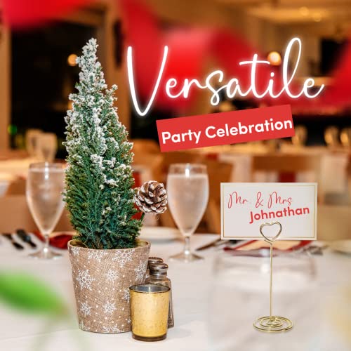 CARDIFY 24 Table Number Holders Gold 3.5 Inches with Customized Place Cards for Wedding Party Home Office Use, Sturdy Place Card Holder Durable to Hold Food Labels, Photos, Memo etc
