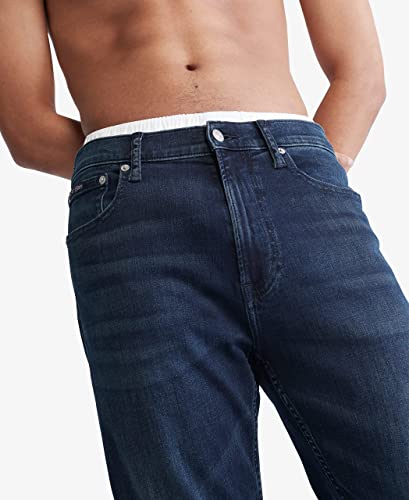 Calvin Klein Men's Straight Fit Jeans, Boston Blue BLA, 36W x 32L
