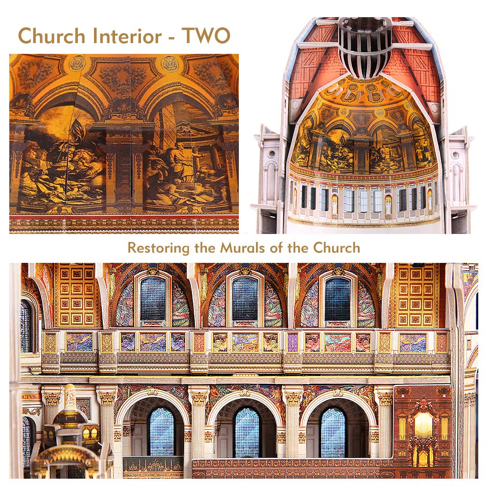 CubicFun 3D Puzzle for Adults Moveable Notre Dame de Paris Church Model Kits Large Challenge French Cathedral Brain Teaser Architecture Building, 293 Pieces Christmas Decorations