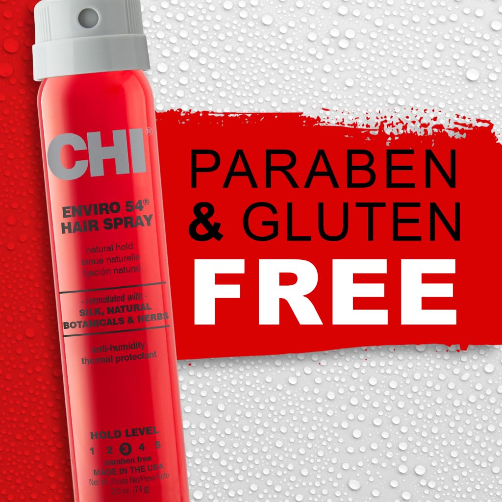 CHI Enviro 54 Hairspray, Natural Hold, Lightweight Spray to Finish & Secure A Variety of Hairstyles, Sulfate & Paraben-Free, 2.6 Oz