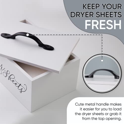 Dryer Sheet Container with Lid for Laundry Room Organization β Wooden Dryer Sheets Holder β Farmhouse Laundry Room Decor β Cute Modern Laundry Room Organization and Storage