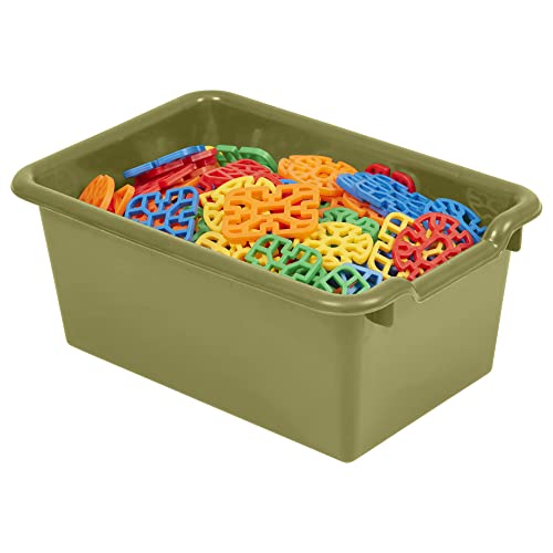 ECR4Kids Scoop Front Storage Bin, Multipurpose Organization, Fern Green, 5-Piece