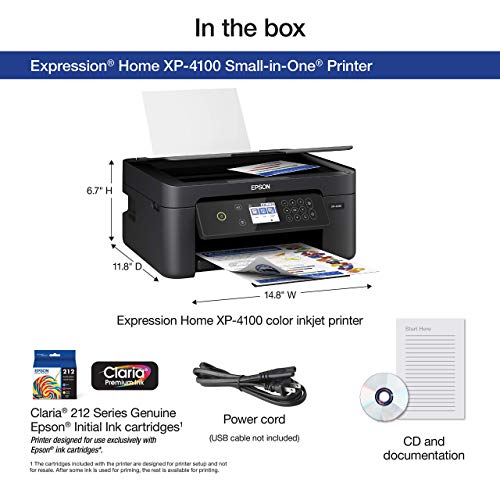 Epson Expression Home XP-4100 Wireless Color Printer with Scanner and Copier (Renewed)