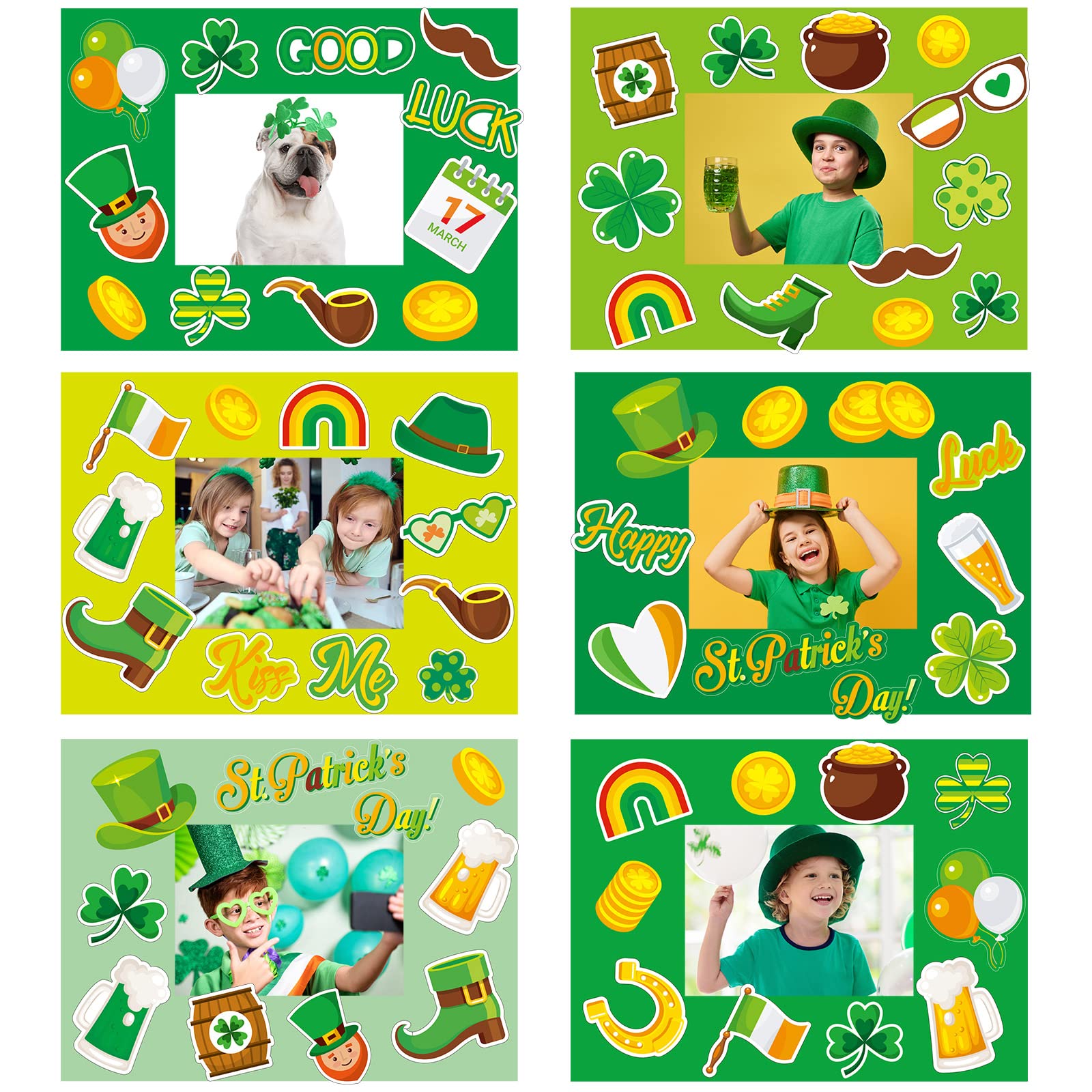 chiazllta 30 Packs St. Patricks Day Picture Frame Craft Kits for Kids St. Patricks DIY Craft Art St. Patrick Day Party Decoration Favor Home Classroom Game Activities