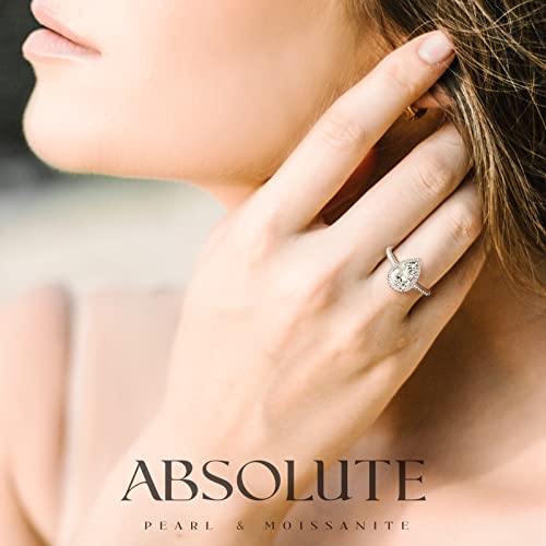 ABSOLUTE Pear Shaped 1.8 Ct CZ Engagement Rings for Women Cubic Zirconia Promise Ring For Her S925 Sterling Silver Rings Platinum Plated #Size #7