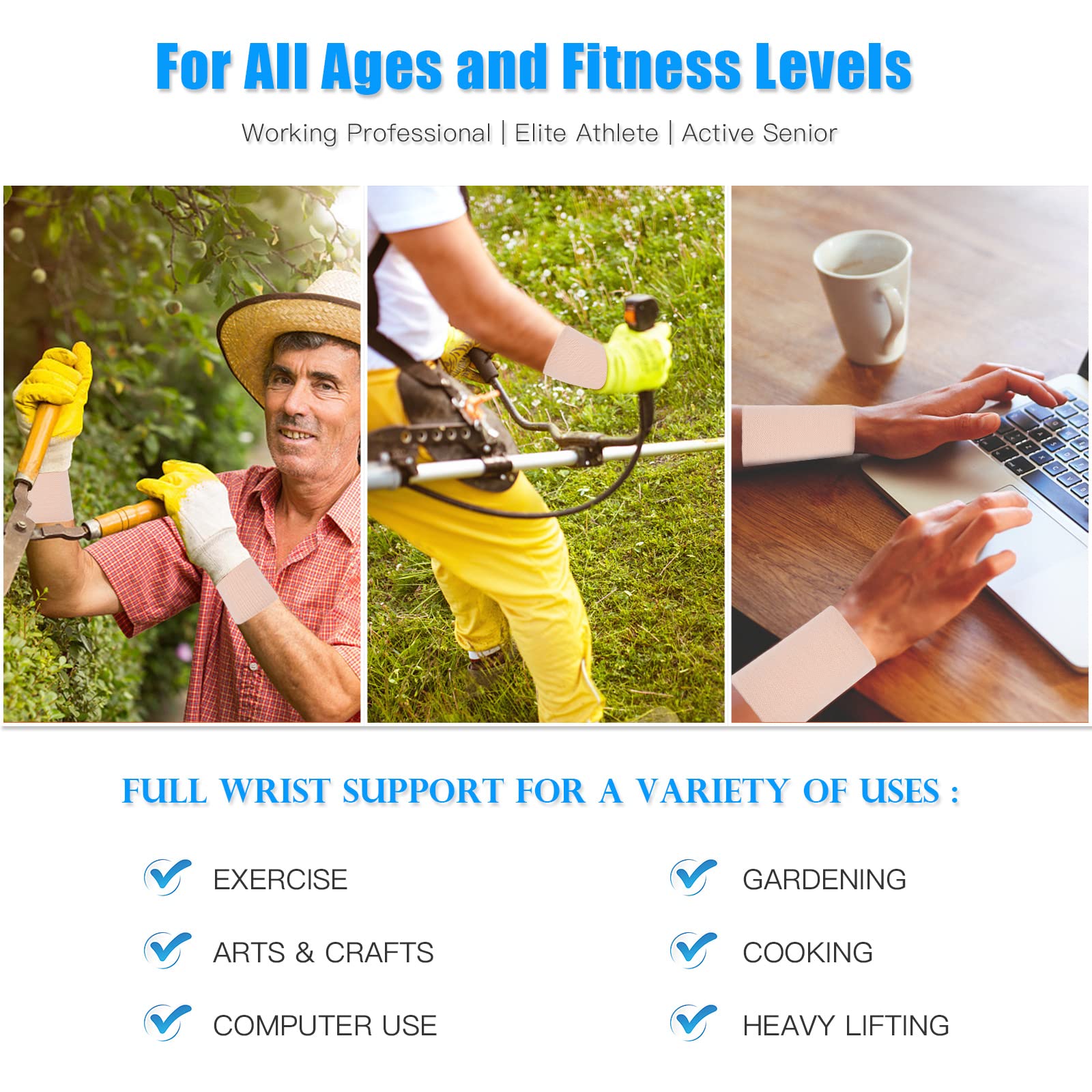 ATENTO 4 PCS Compression Wrist Sleeve | Compression Wrist Brace | Wrist Support Elastic Wristbands Sleeves | Improve and Recovery for Wrist Swelling, Soreness, Tendonitis, Carpal Tunnel and Sprained for Men and Women Sports (Medium, Beige)