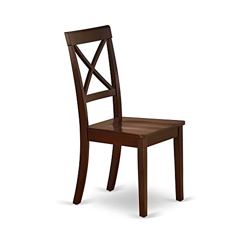 East West Furniture PSBO5-MAH-W 5Pc Dinette Set Includes a Rectangle 48/60 Inch Dinner Table with Butterfly Leaf and 4 Wood Seat Kitchen Chairs, Mahogany Finish