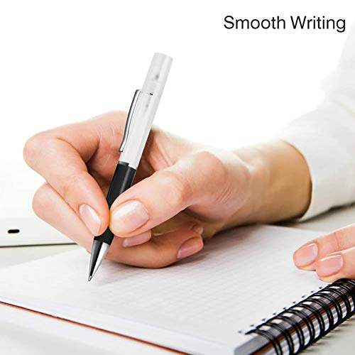 Cambond Ballpoint Pens Black Ink, 2-in-1 Ballpoint Pen for School Work Travel, 1.0 mm Medium Point, 3 Pens with 3 extra Refills, Black