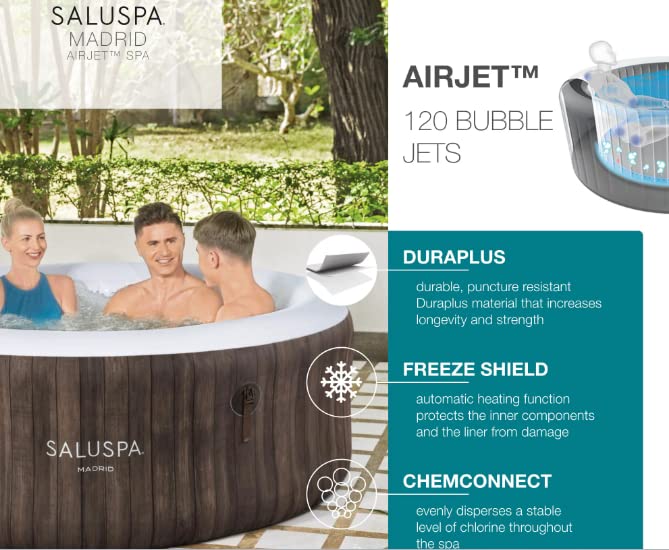 Bestway SaluSpa 71 in. x 26 in. Madrid AirJet Inflatable Spa
