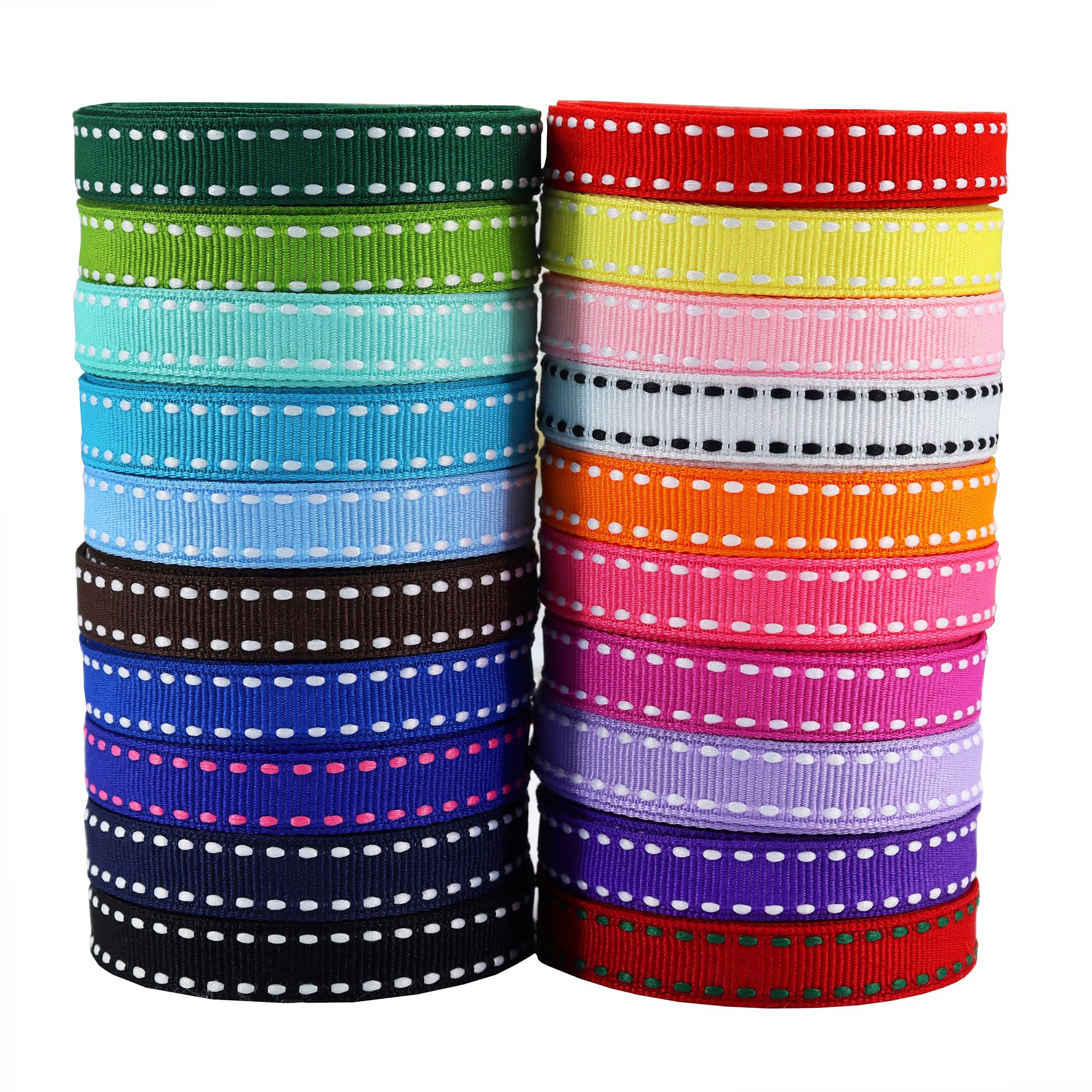 BAORJCT 3/8" White Jump Point Grosgrain Ribbons, Perfect for Gift Wrapping Crafts Party Wedding Birthday Decoratio, DIY Crafts Bow Hair Headband Accessories Assorted Ribbon 40yd(20x2yd)