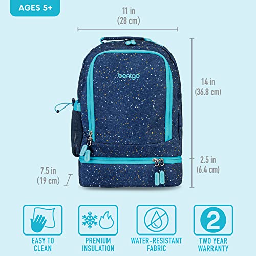 Bentgo® Kids 5-Compartment Lunch Box With Kids 2-in-1 Backpack & Insulated Lunch Bag (Confetti Edition - Abyss Blue)