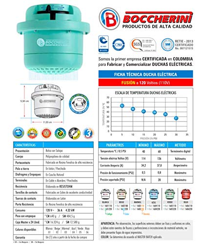 Boccherini Electric Instant Hot Water Shower Head Heater + FREE wall support/tube (FUSION)