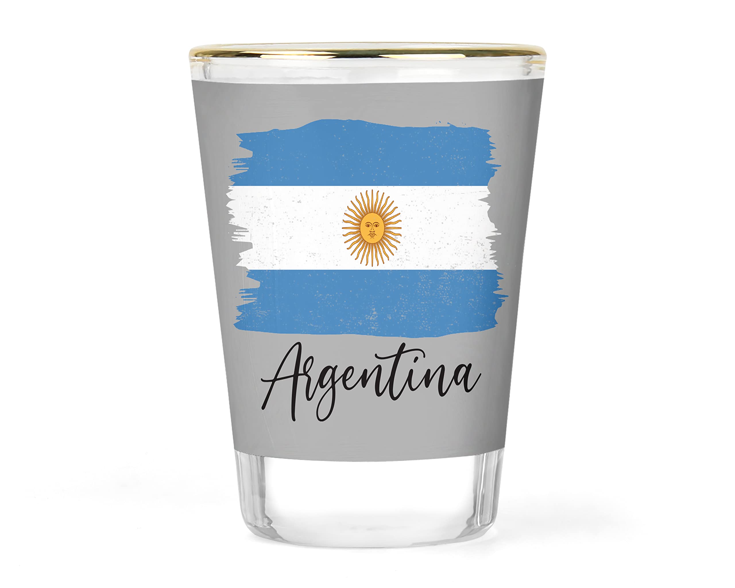 Argentina Shot Glass - Argentina Flag Shot Glass - Patriotic Glass - Argentina Gift - Argentina Map Outline Glass