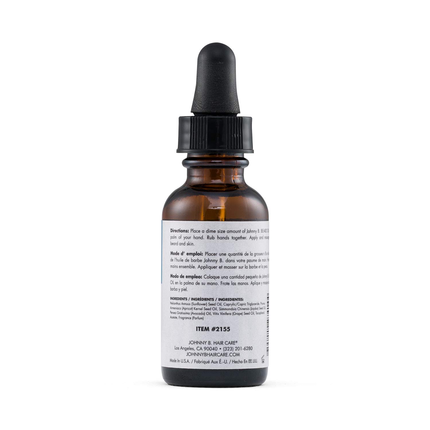 JOHNNY B. Beard Oil, Natural Ingredients, Softens and Moisturizes Facial Hair 1 oz.