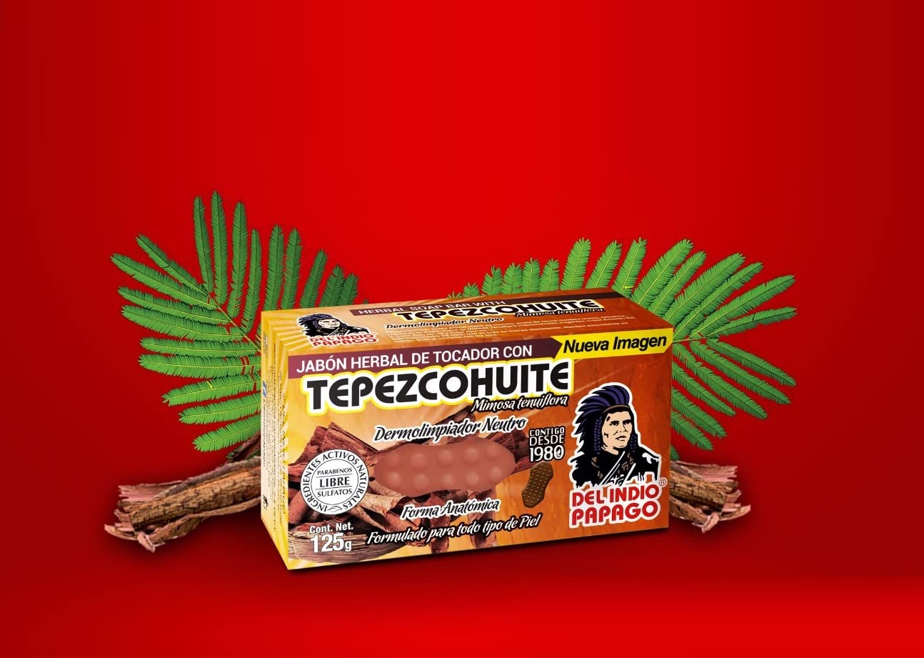 Del Indio Papago Neutral Bar soap with Tepezcohuite 125gr - For All Skin Types - Regenerative and Antioxidant Properties