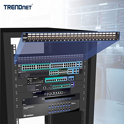 TRENDnet 24-Port Blank Keystone 1U Patch Panel, 1U 19" Metal Rackmount Housing, Recommended with TC-K25C6 & TC-K50C6 Cat6 Keystone Jacks (Sold Separately), Black, TC-KP24