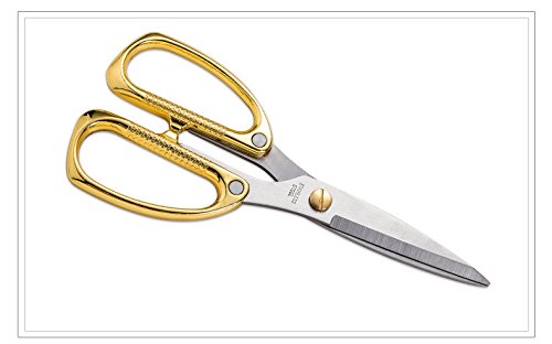 Premium Handle Utility all Purpose Golden Scissors, Gold Kitchen Shears or Ribbon Cutting Scissors- Household Stainless Steel Golden Scissors - Multi-Purpose Stainless Steel Sharp Blades (8 inch)
