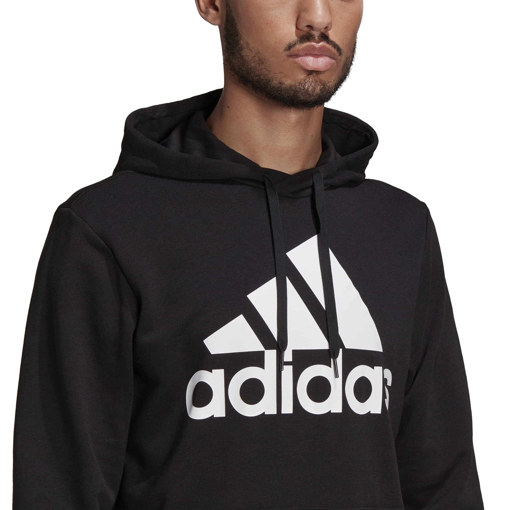 adidas Men's Essentials Big Logo Hoodie, Black/White, Medium