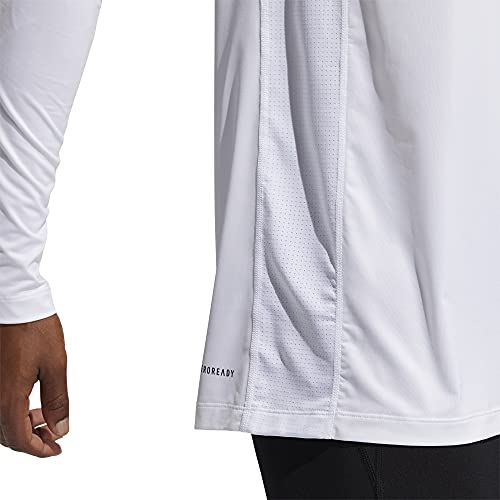 adidas Men's Techfit Fitted Long Sleeve Tee, White, X-Large