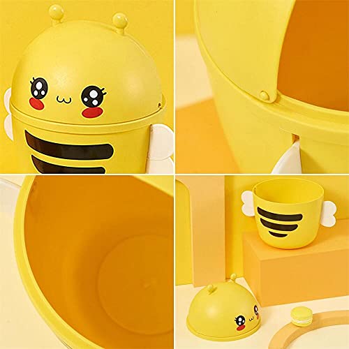 ESD HSDMYSH Countertop Trash Can Cute Bee Desktop Trash Can TabletopTrash Can Mini Garbage cans for Bedroom Living Room Bathroom Small Wastebasket with Lid(Yellow)