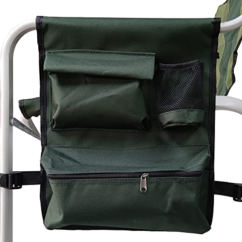Ajikgn 2-Piece Padded Side Table and Storage Pockets,Lightweight Oversized Directors Indoor, Camping Folding Outdoor Chair, Green